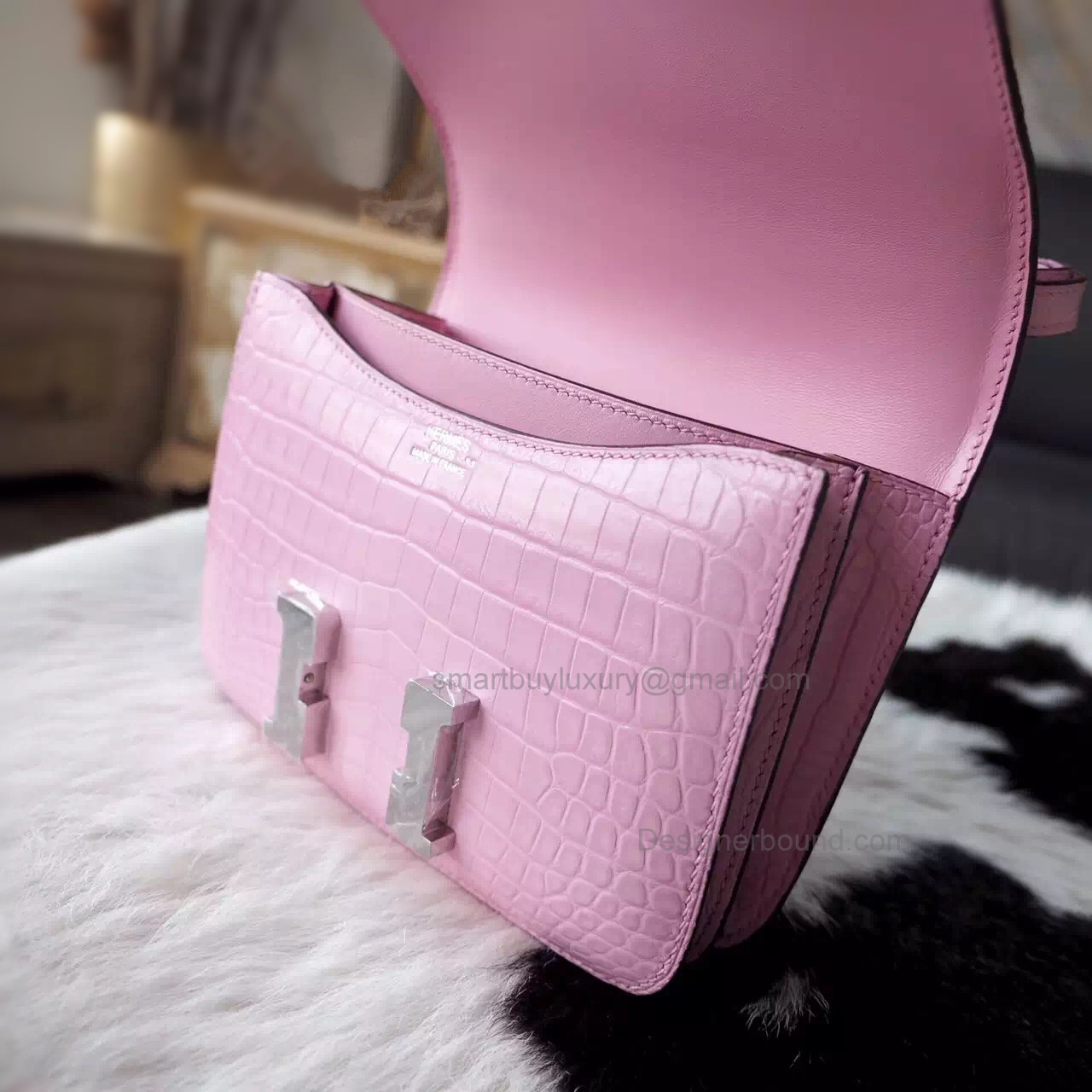 Replica Hermes Mini Constance 18 Bag in 5p Pink Matte Nile Croc PHW